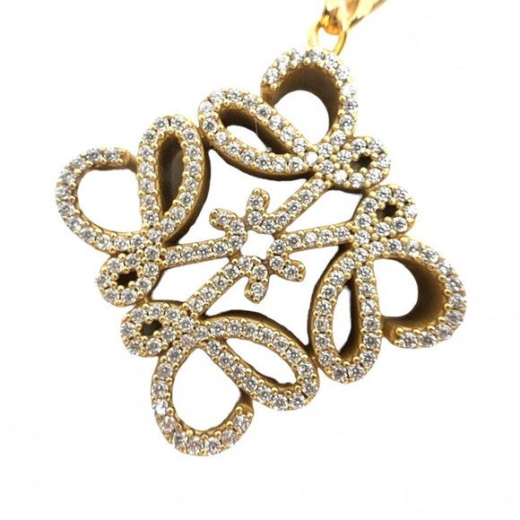 Loewe | Bags | Loewe Necklace Pave Anagram Pendant Silver Gold | Poshmark